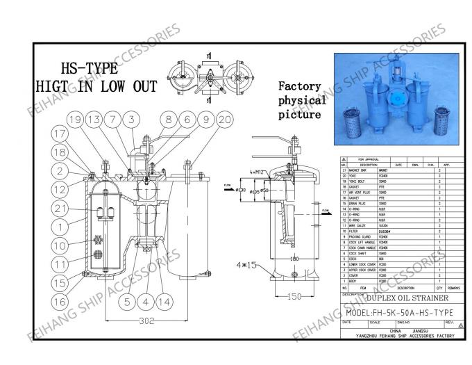 DUPLEX TYPE STRAINERS JIS F7208 5K-50A DUPLEX OIL STRAINER DUPLEX OIL STRAINER-FOR CASTING