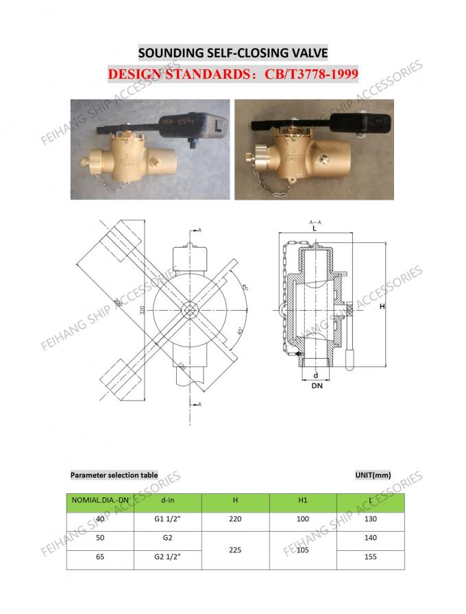 Bronze Depth Sounding Self-Closing Valve For Sunken Cabin Dn50 Cb/T3778 ...